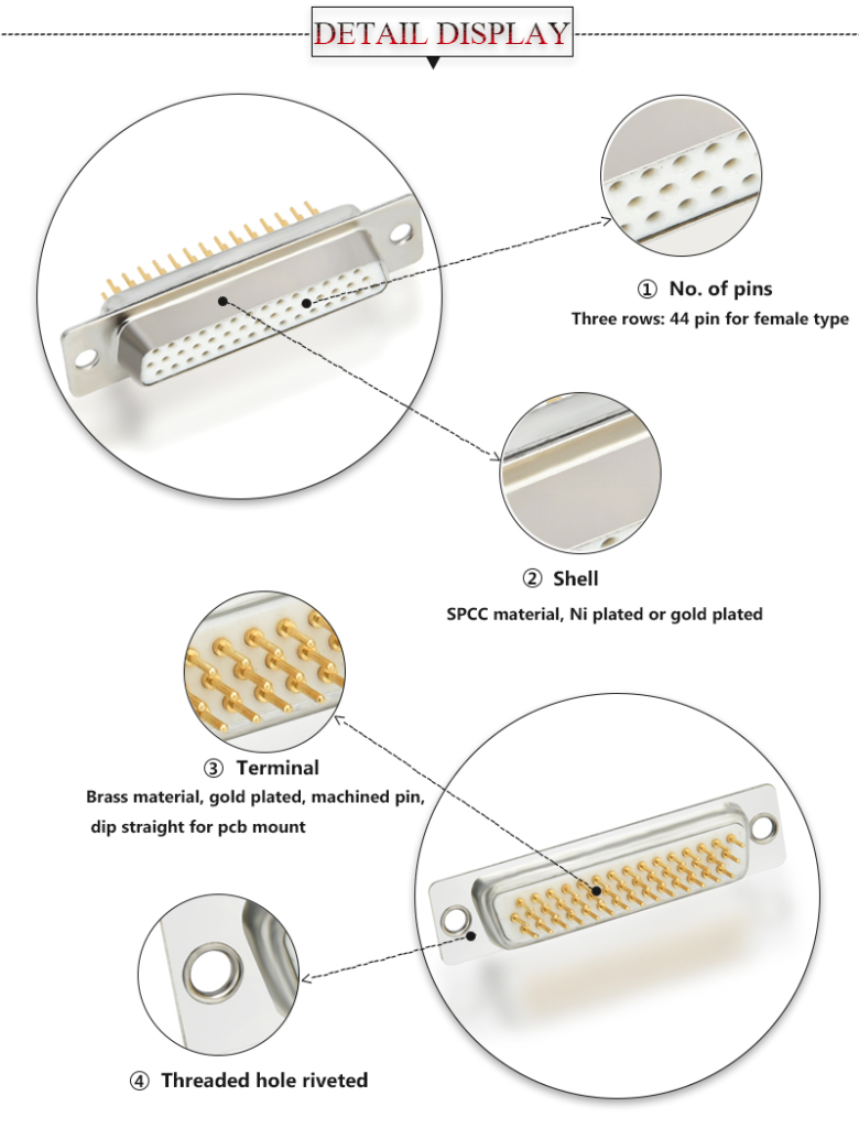 44 pin d sub connector|dip straight 44 pin d sub connector panel mount