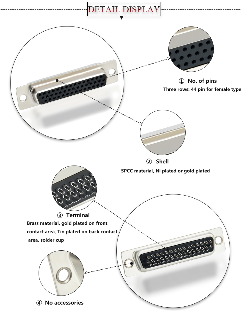 44 pin d sub |44 pin d sub female connector China supplier