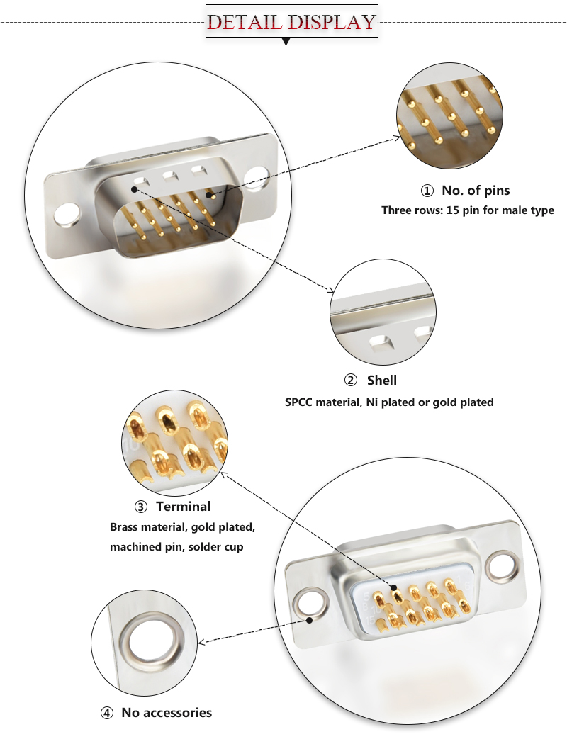15 pin vga connector |d type plug 15 pin vga connector
