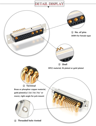 36W4|high current pcb connector solder pin angled 36W4