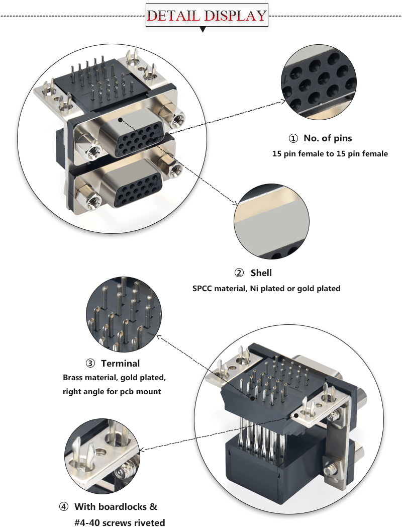 vga pcb connector|90degree right angle dual port vga pcb connector