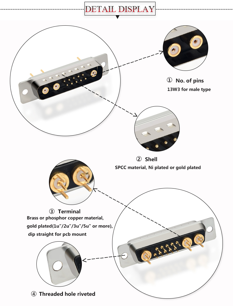 13w3 coaxial connector |industrial power pcb type male 13w3 coaxial ...