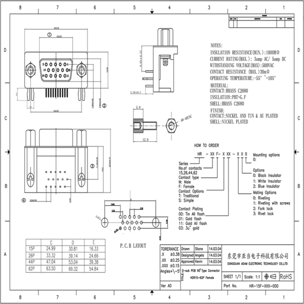 hd44 connector|90 degree pcb mount d sub screw lock hd44 connector