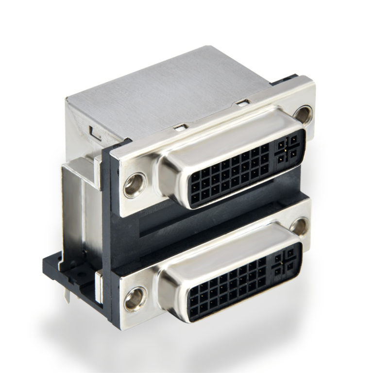 dual dvi i | right angle pcb mount female to female dual dvi i