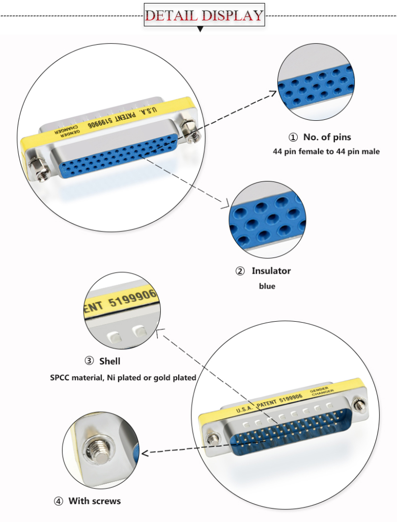 gender changer adapter | D-SUB 44pin M/F gender changer adapter