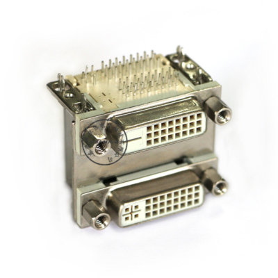 right angle female DVI 24+1 to female DVI 24+5 stacked DVI connector
