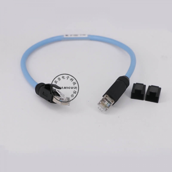 Right Angle RJ45 to screw lock RJ45 GigE ethernet cable