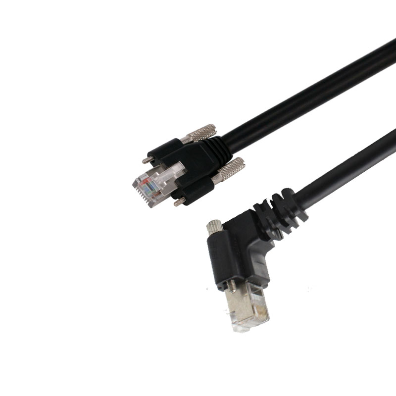 screw lock RJ45 TO elbow screw lock RJ45 gige vision cable