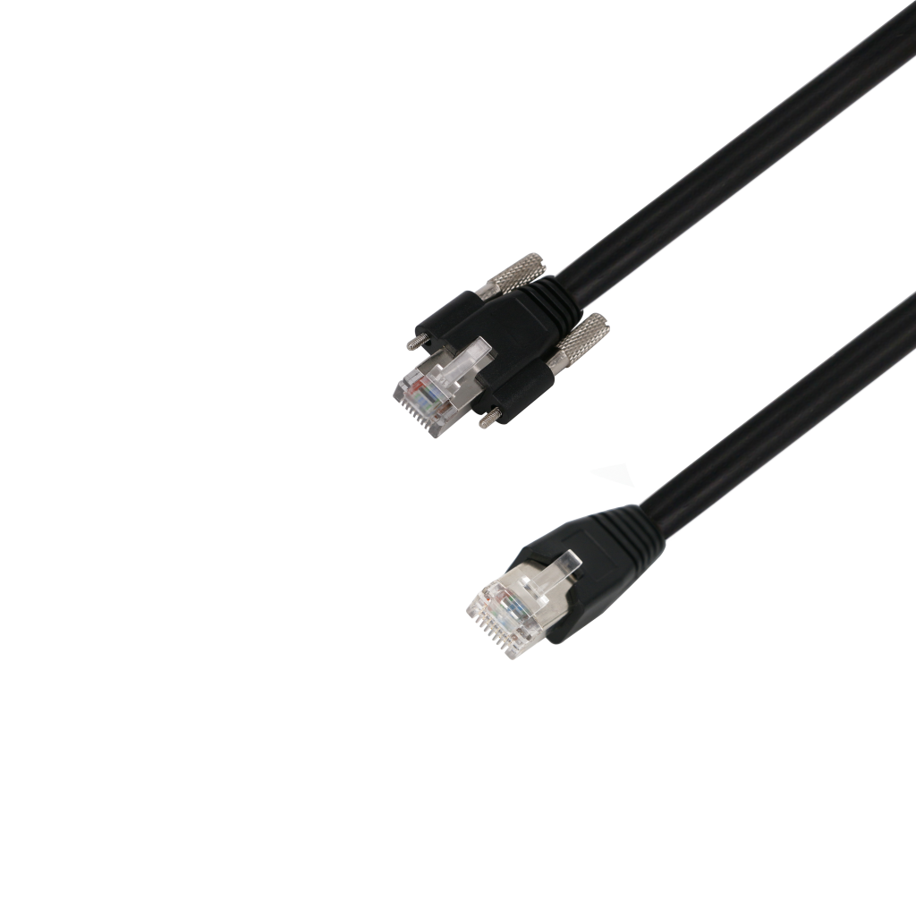 Screw Lock Right Angle RJ45 to RJ45 gige vision camera