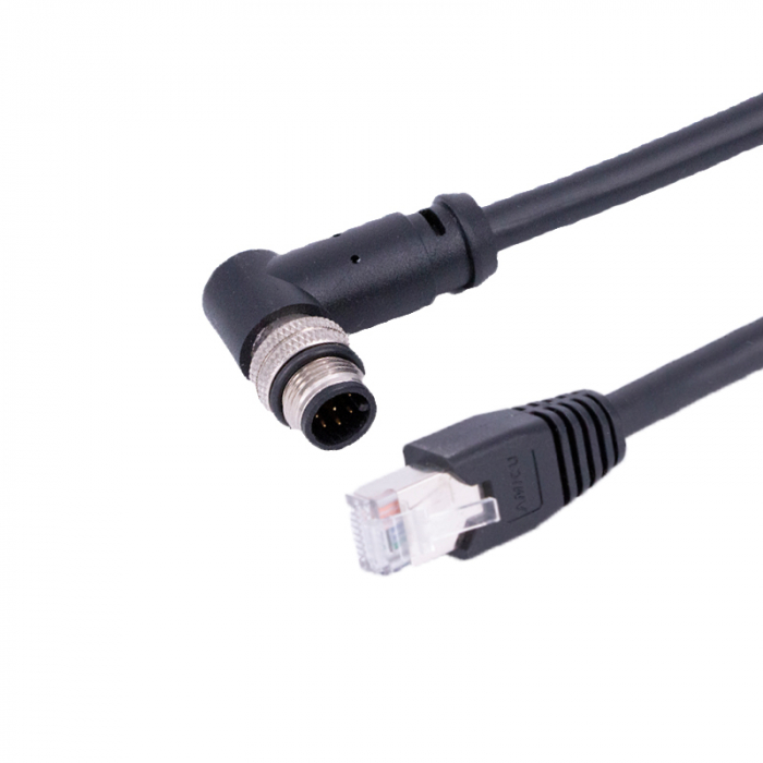 Right Angle m12 cable 8pin to RJ45 for Cognex Industrial Camera